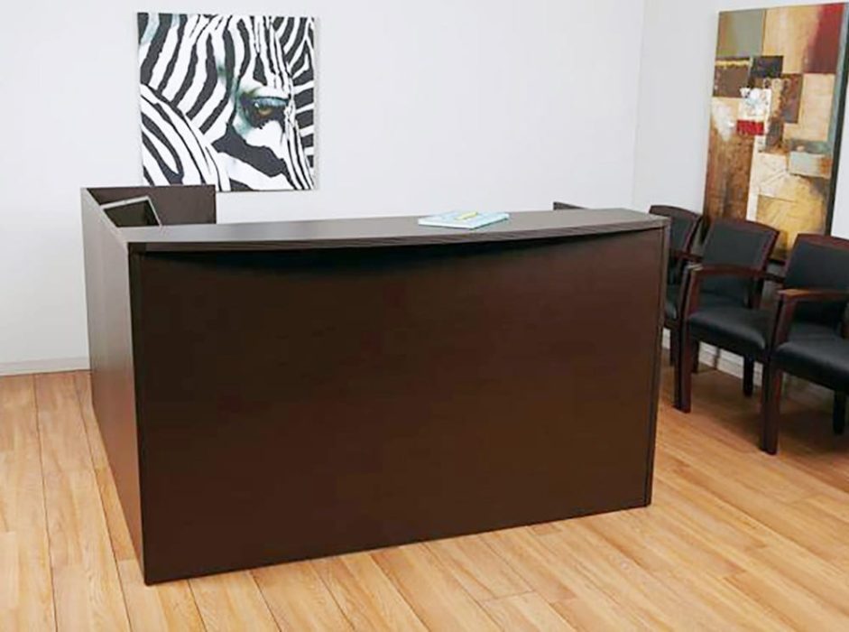 Mahogany Laminate Reception Station Available at Arnold's