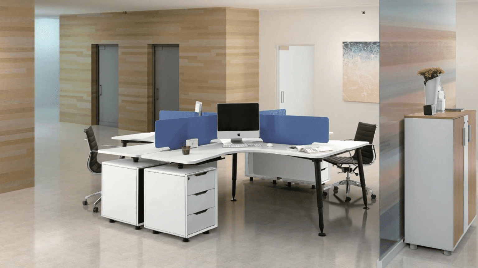 Sunline ANS Open Plan L Shape Benching | Arnold's Office Furniture
