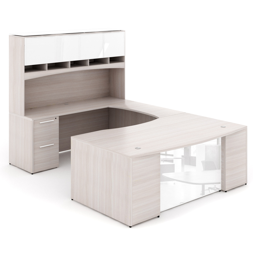 CDF U-Shaped Bow Front Desk With Hutch | Arnold's Office Furniture